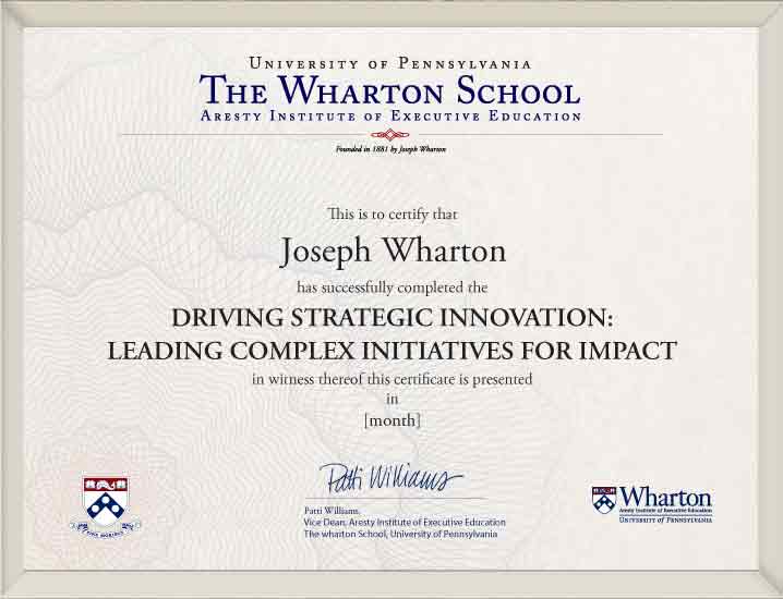 Wharton Driving Strategic Innovation | Online Certificate Program