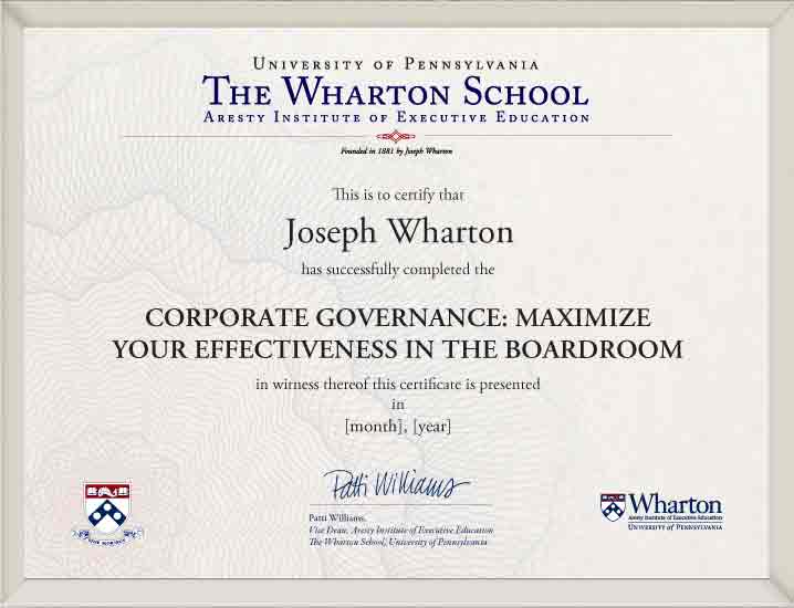 Corporate Governance Online Program at Wharton Executive Education