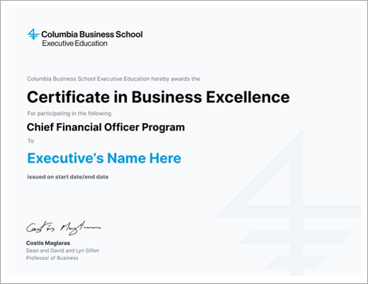 Chief Financial Officer Program | Columbia Business School Executive ...