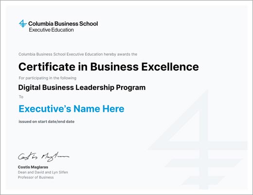 Digital Business Leadership Program | Columbia Business School Executive