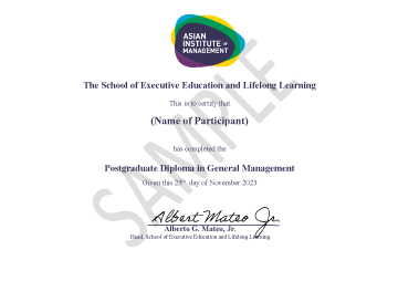 Asian Institute of Management Postgraduate Diploma Program in General ...