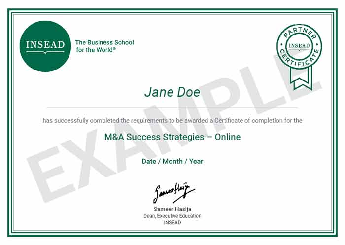 INSEAD Executive Education M&A Success Strategies – Online