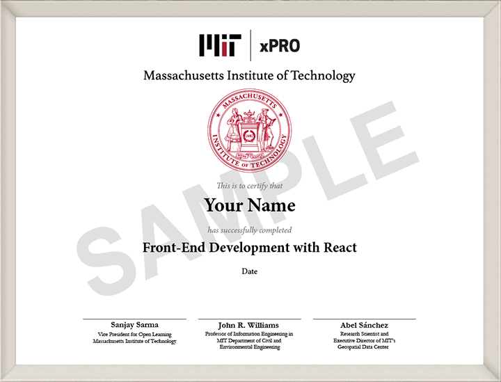 MIT xPRO Front End Development with React | Online Certificate Program