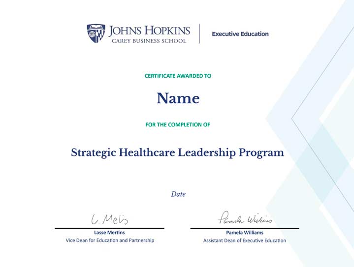 Strategic Healthcare Leadership Program | Johns Hopkins Carey Business ...