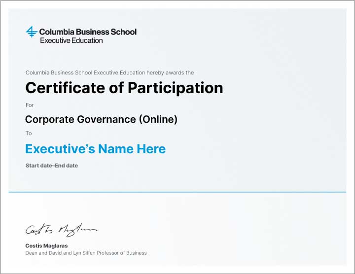 Corporate Governance Online Program at Columbia Business School ...